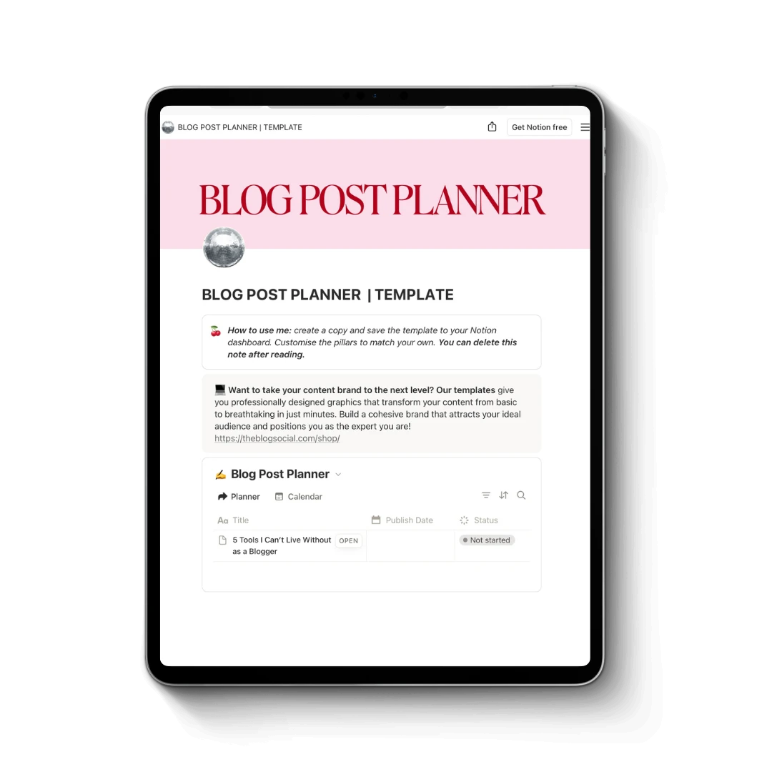 Notion Blog Post Planner - The Blog Social